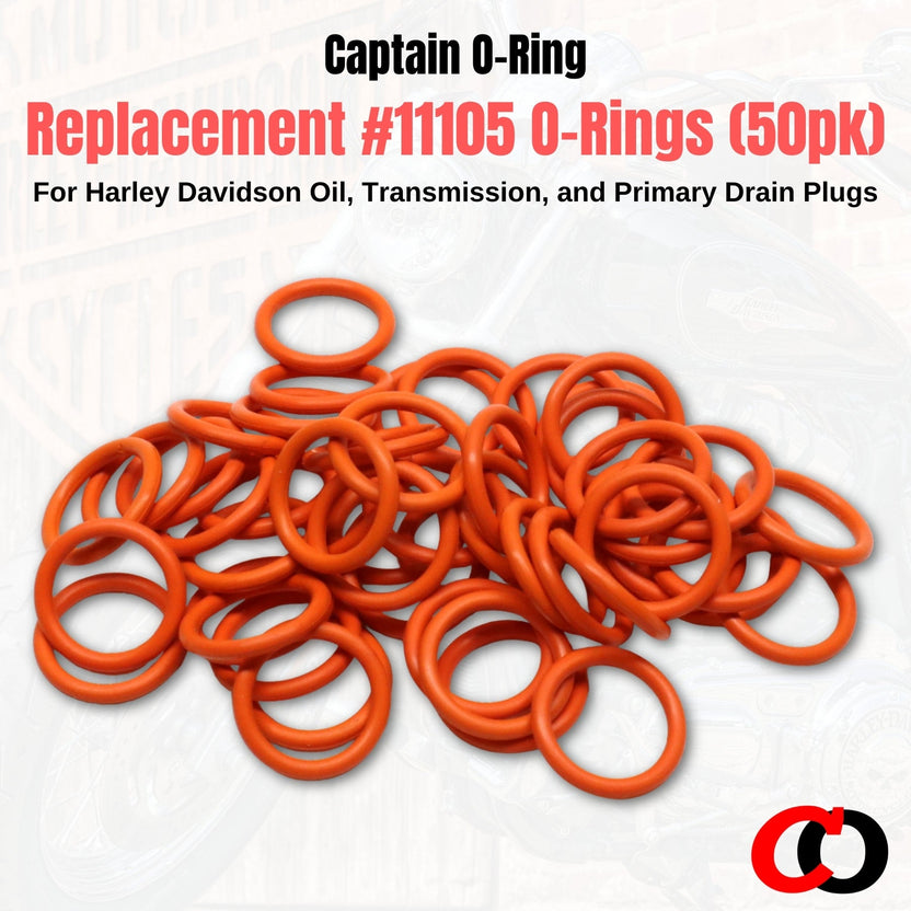 (50 Pack) Harley Davidson Drain Plug O-Ring #11105 [Orange Color ...