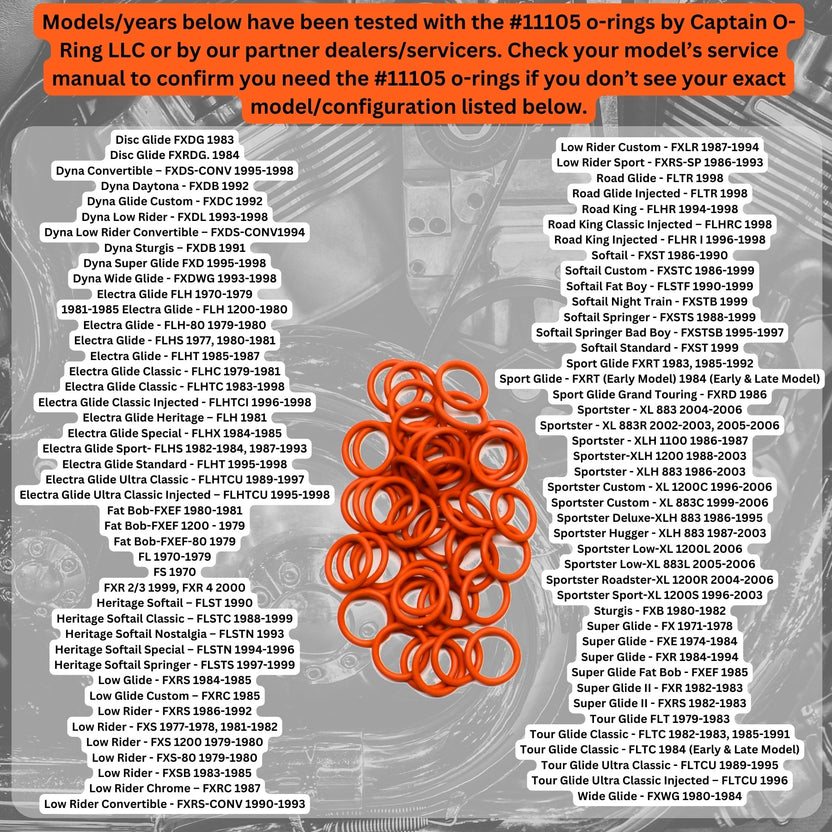 (50 Pack) Harley Davidson Drain Plug O-Ring #11105 [Orange Color ...